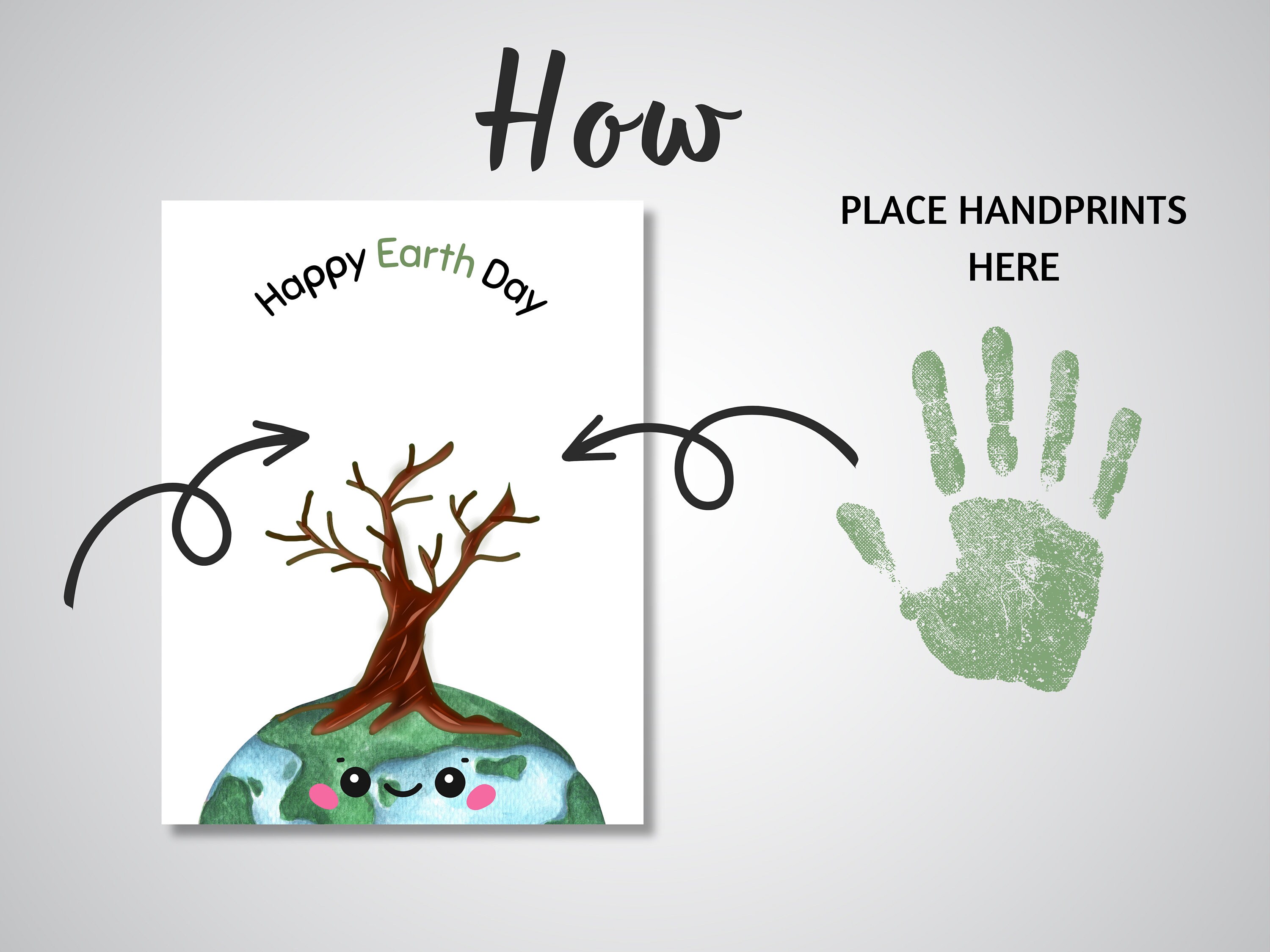 Printable Earth Day Handprint Art Craft Happy Earth Day Gift DIY Craft ...