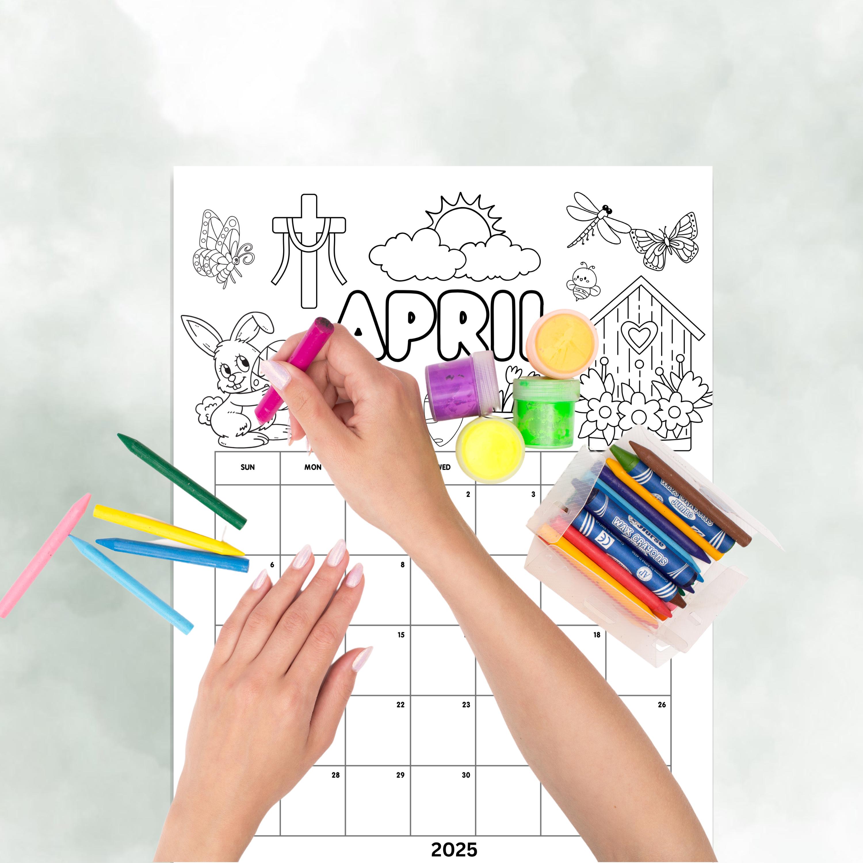 Printable 2025 Coloring Calendar for Kids Elementary Teacher Calendar ...