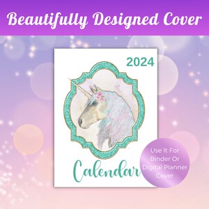 2024 Unicorn Calendar Printable Unicorn Watercolor 2024 Calendar Wall ...