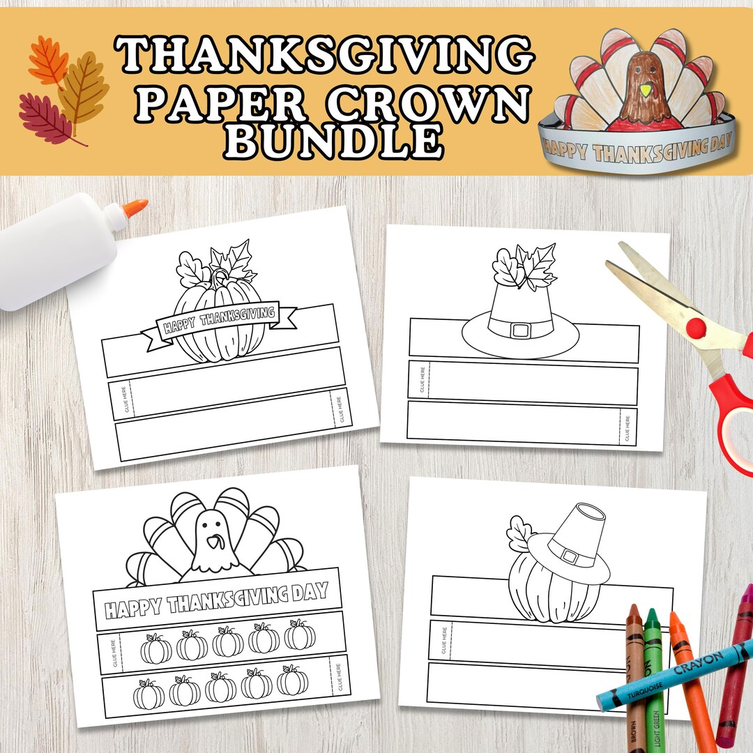 Thanksgiving Paper Crown Bundle Printable Thanksgiving Headband ...