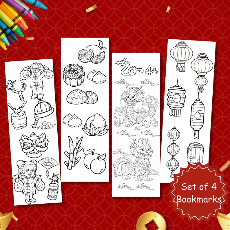 Printable Chinese New Year Coloring Bookmarks for Kids Teacher Activity ...