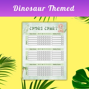 Dinosaur Chore Chart for Kids Checklist Routine Chart Kids Daily Chores ...