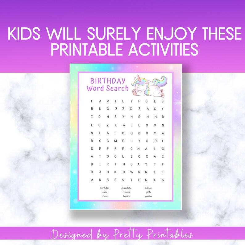 Printable Unicorn Party Games Unicorn Games Birthday Party - Etsy