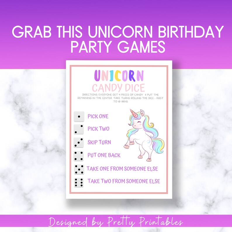 Printable Unicorn Party Games Unicorn Games Birthday Party - Etsy