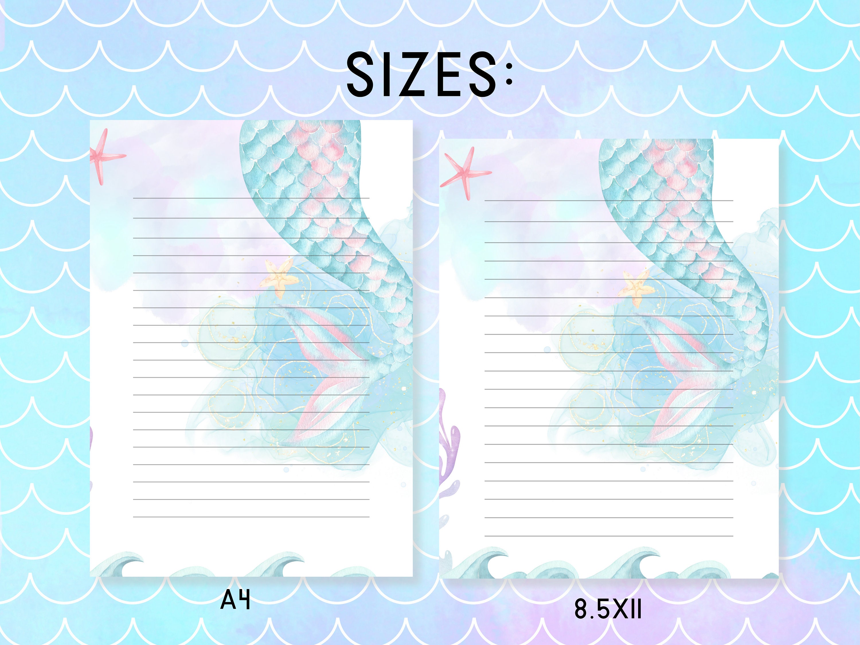 Mermaid Stationery Printable Birthday Stationary Mermaid Stationary ...