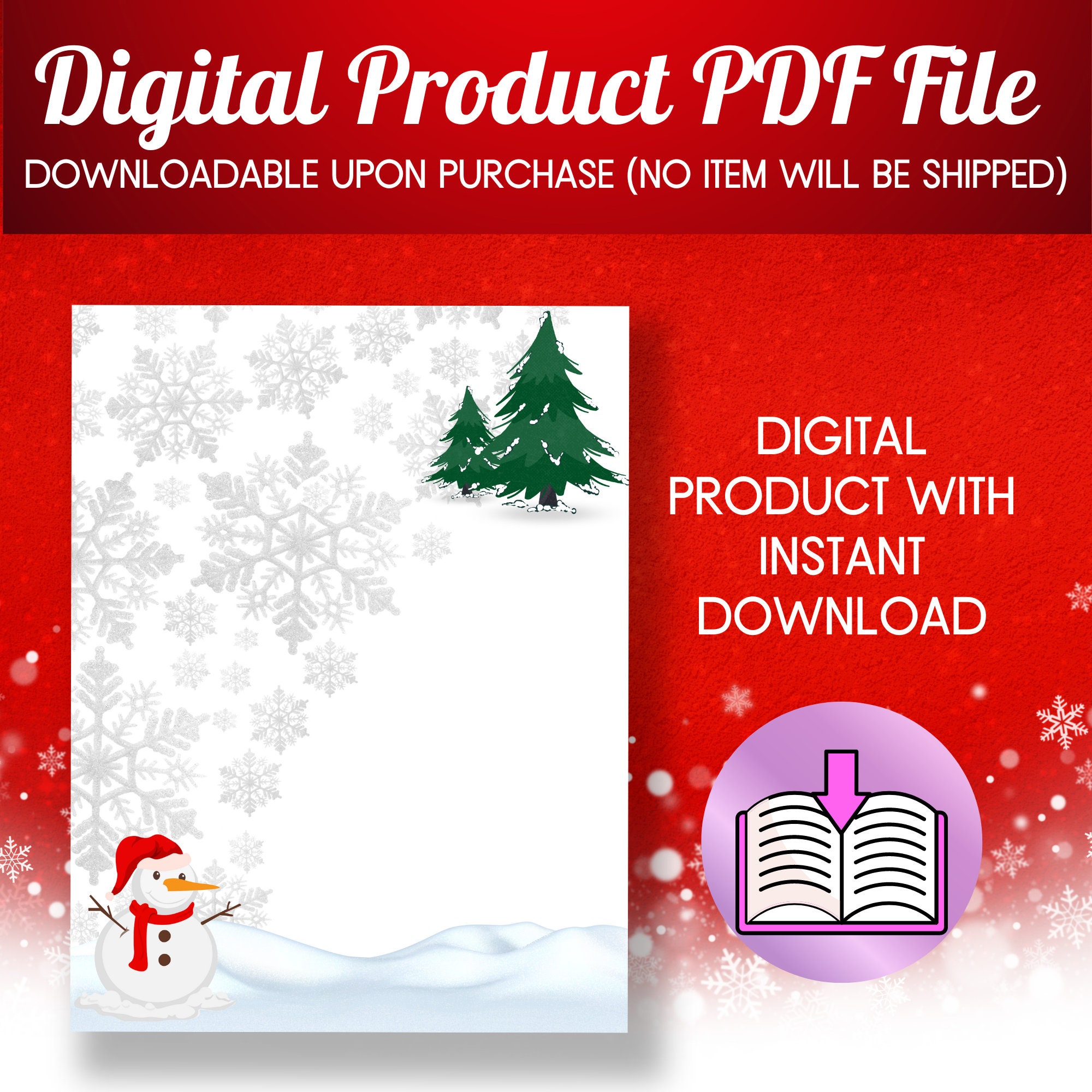 Winter Christmas Stationery Printable Holiday Stationery Christmas ...