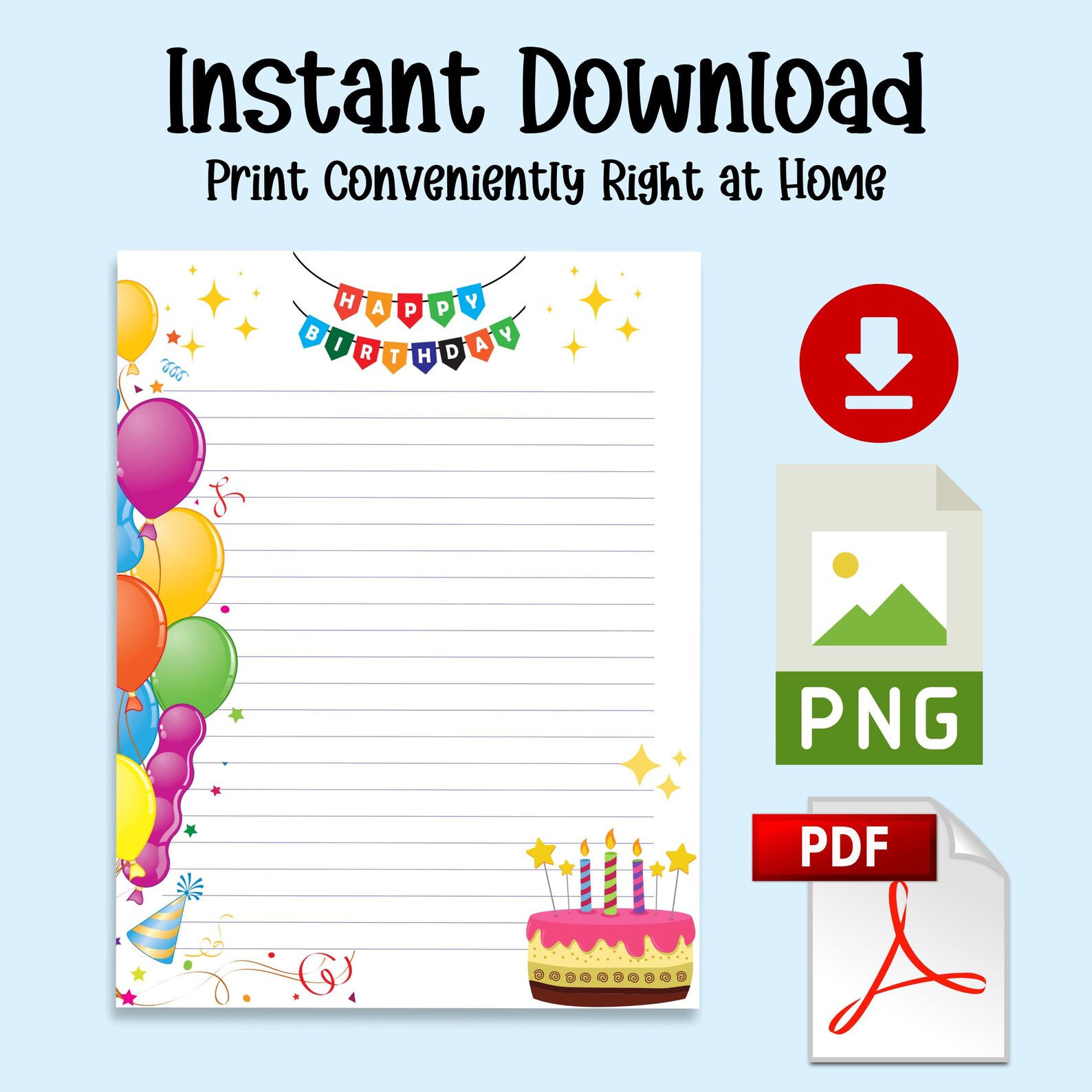 Printable Happy Birthday Stationary, Birthday Stationery Letter Writing ...