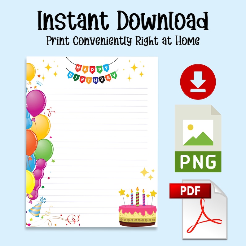 Printable Happy Birthday Stationary, Birthday Stationery Letter Writing ...
