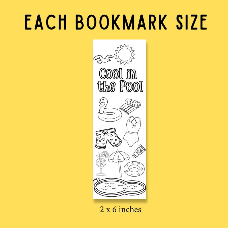 Color Your Own Bookmark Set 5, Printable Summer Coloring Bookmark Beach ...