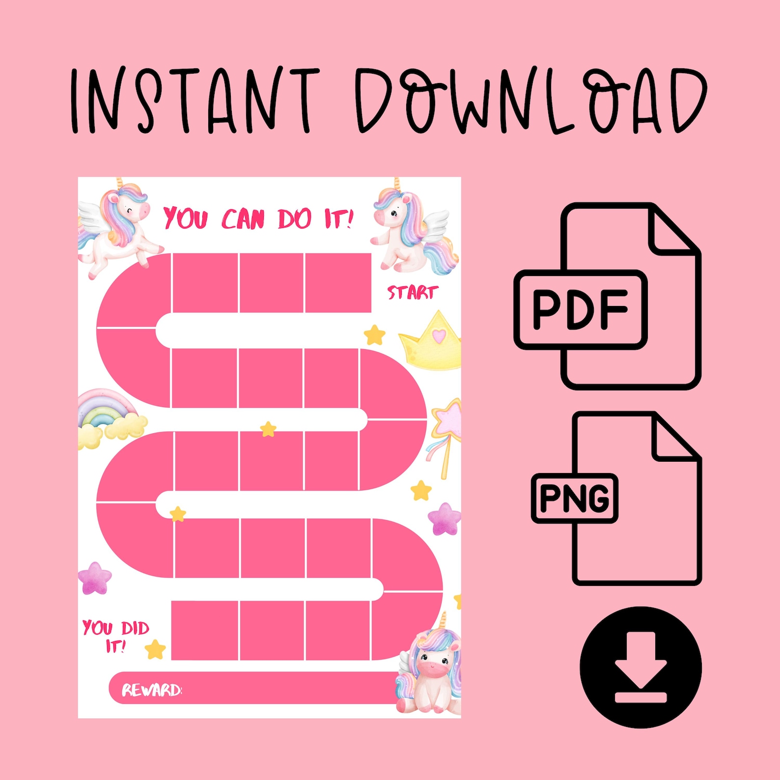 Unicorn Reward Chart for Kids Printable Unicorn Kids Routine Behavior ...