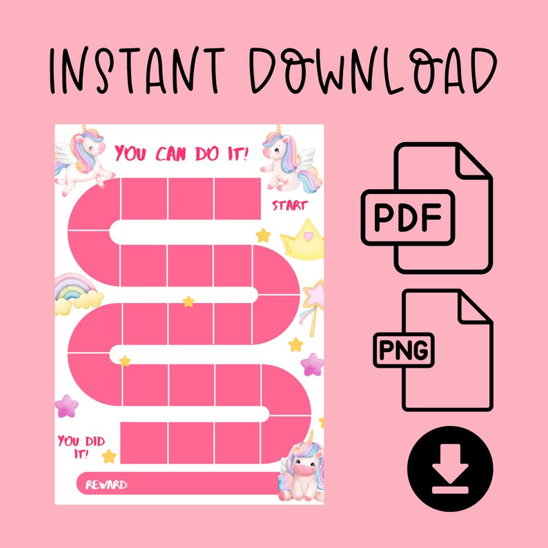 Unicorn Reward Chart for Kids Printable Unicorn Kids Routine Behavior ...