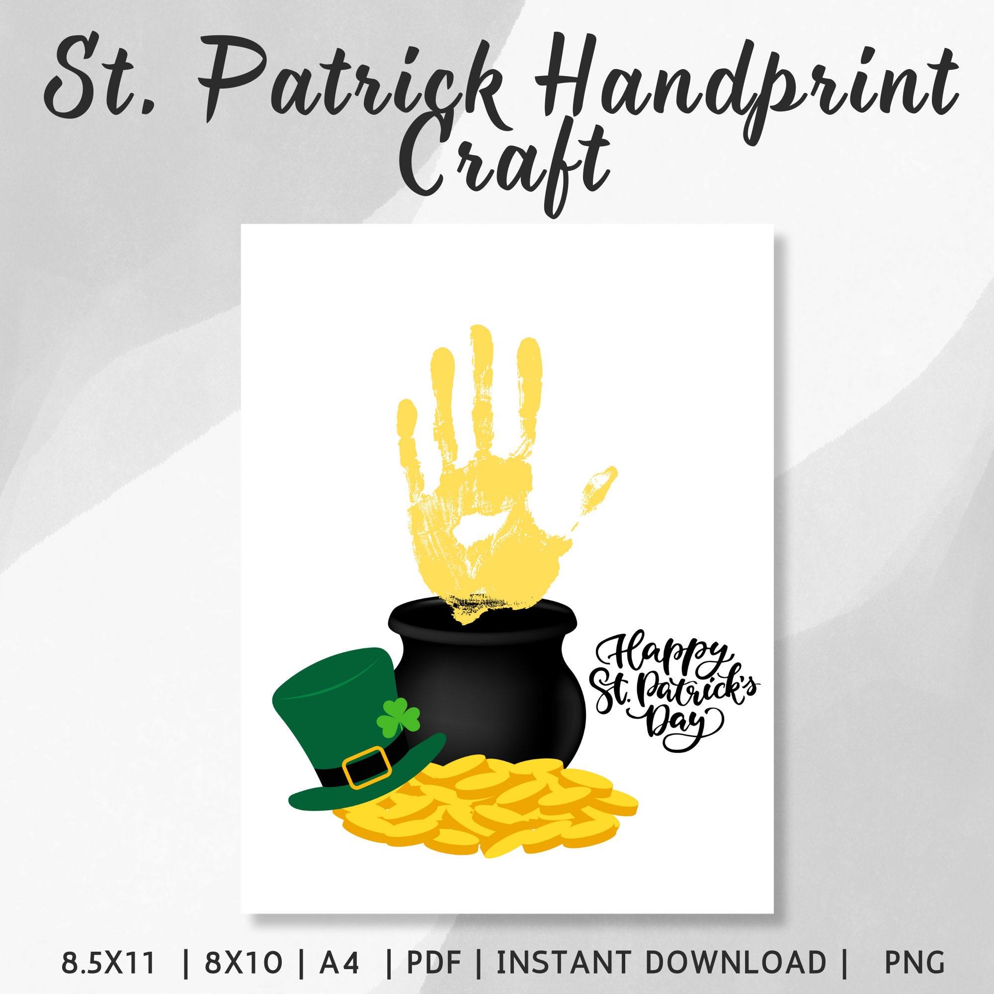 Printable St Patricks Handprint Craft for Kids St Patrick's Pot of Gold ...