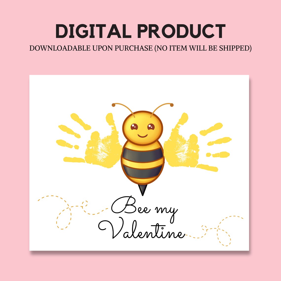 Valentines Day Bee Handprint Craft Printable Valentines Handprint Art ...