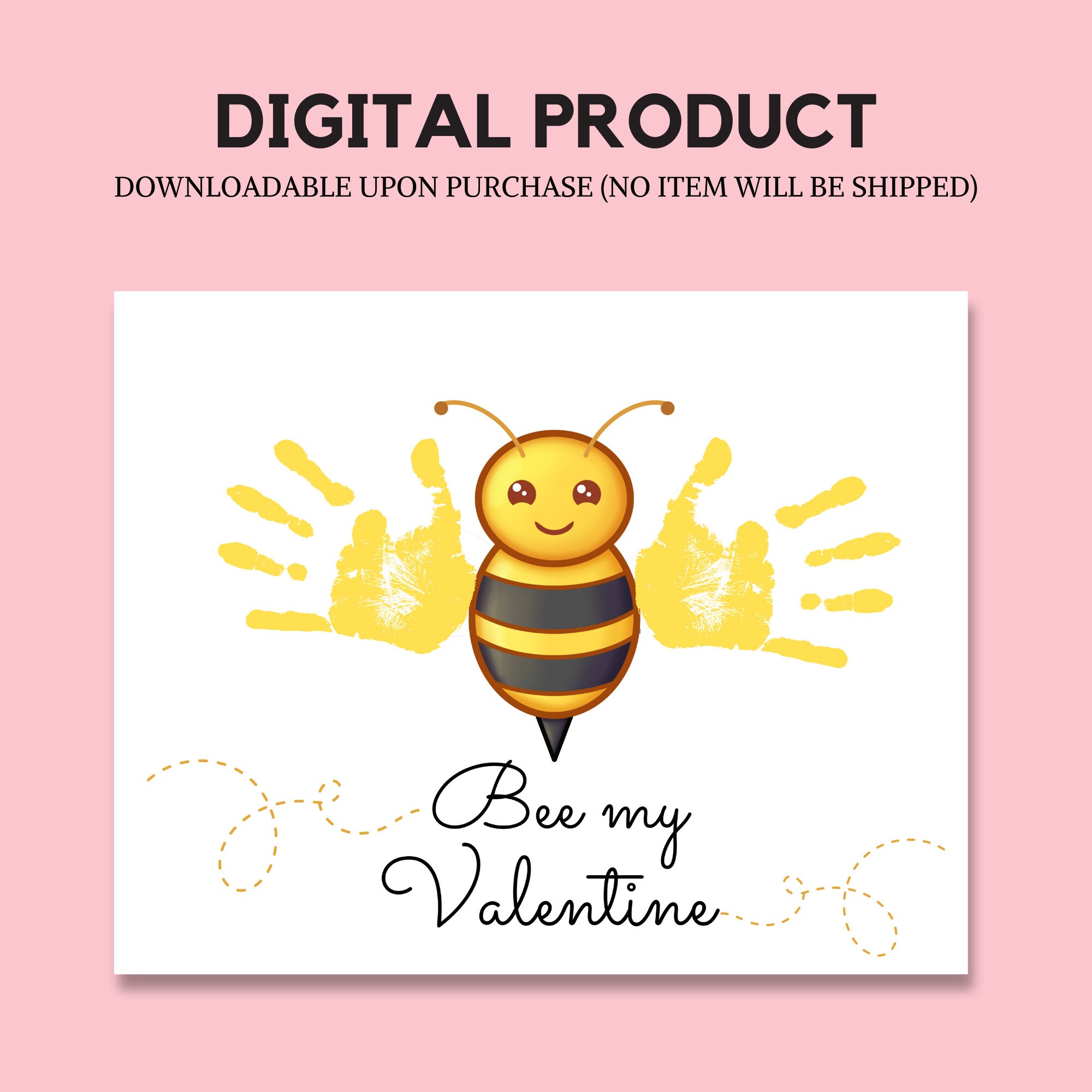 Valentines Day Bee Handprint Craft Printable Valentines Handprint Art ...