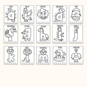 Alphabet Letter Craft 26 Letters Set Tracing Coloring Letters Beginning ...