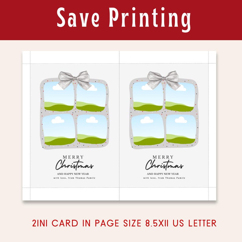 Custom Christmas Card Photo Card Editable Printable 4 Photographs Place ...