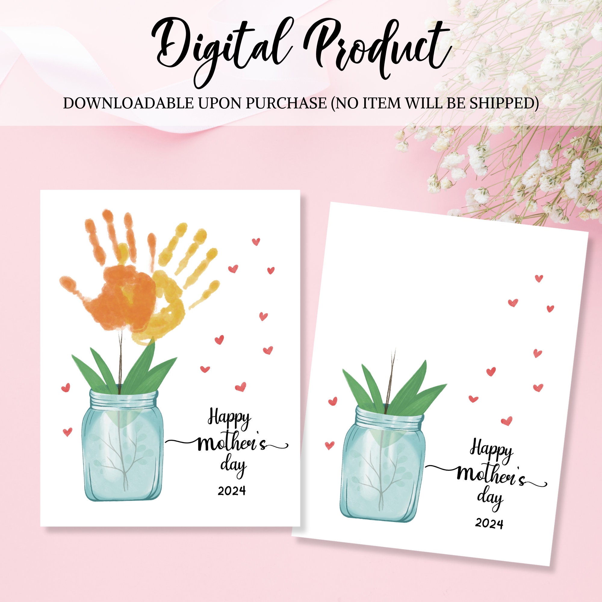 Mothers Day Handprint Craft Flower in Vase Handprint Gift From Kids ...