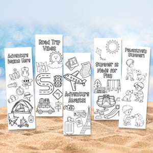 Color Your Own Bookmark Set 5, Printable Summer Coloring Bookmark ...