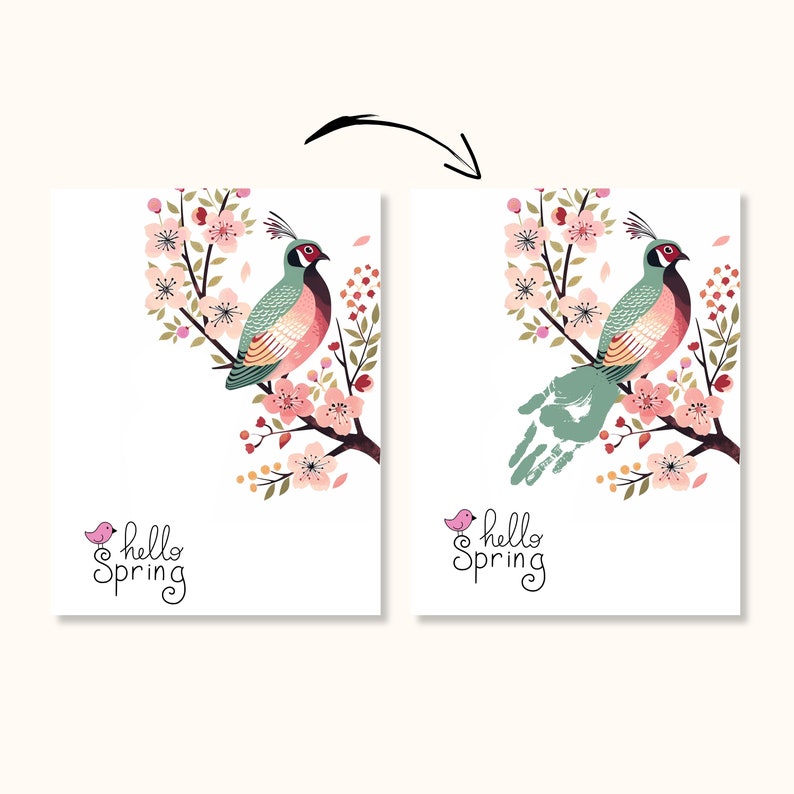 Spring Handprint Craft Art Printable Bird Handprint Tail Springtime ...