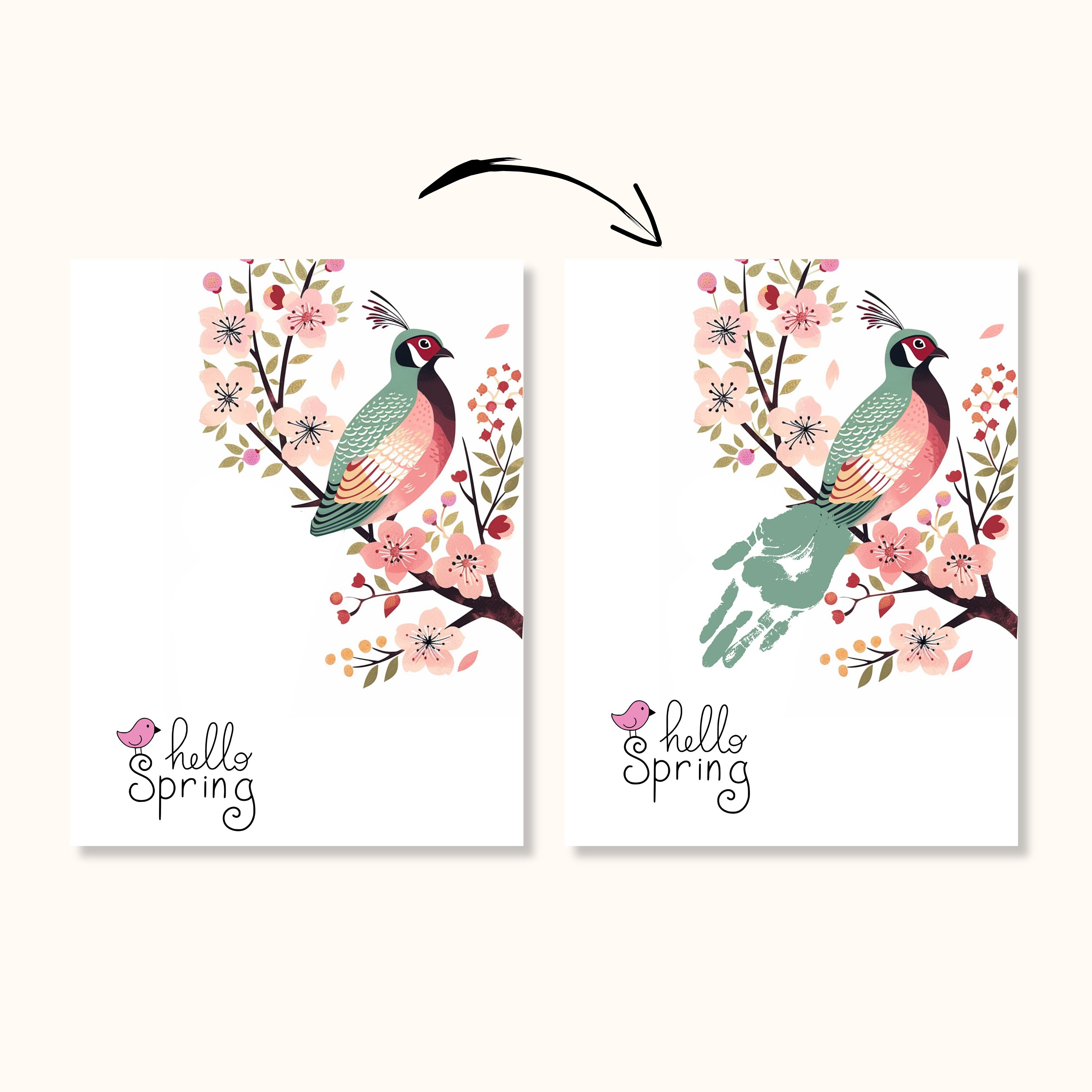Spring Handprint Craft Art Printable Bird Handprint Tail Springtime ...