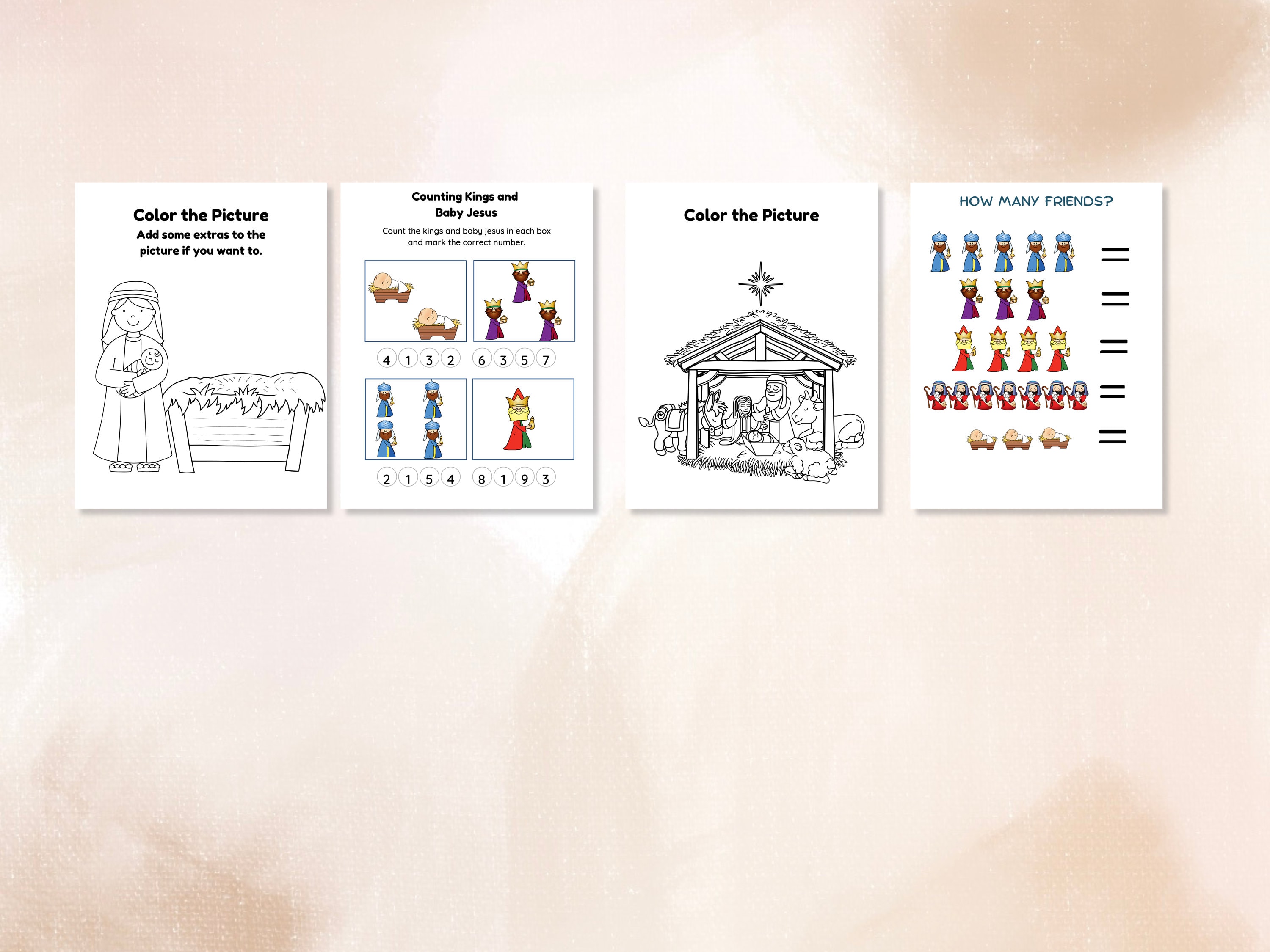Nativity Pack Activity for Kids Printable Workbook Nativity Theme Jesus ...