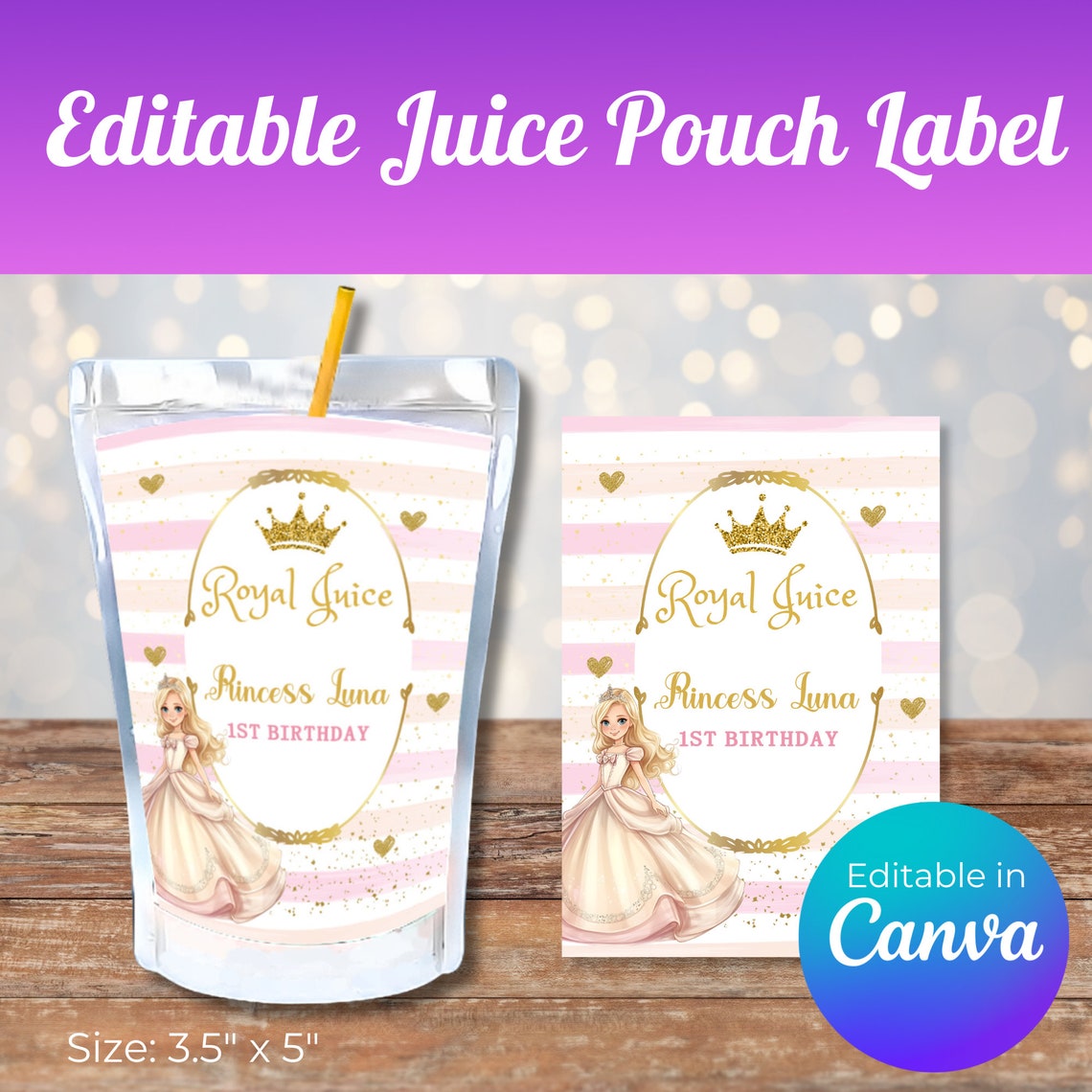 Editable Princess Birthday Bundle Princess Birthday Party Decorations ...