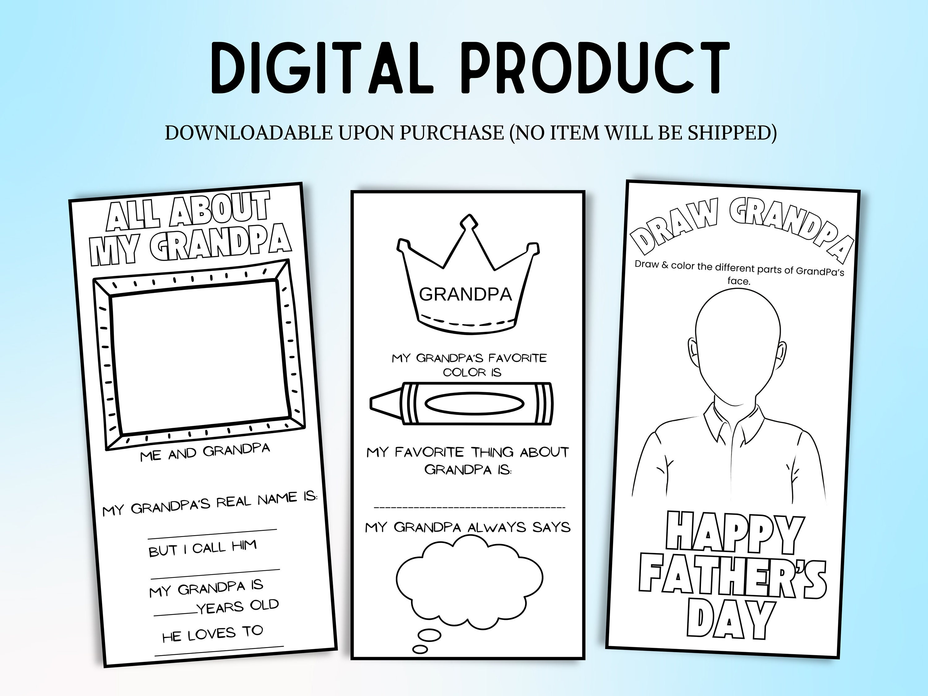 Fathers Day Bookmark Printable Grandpa Gift From Grandkids Coloring ...