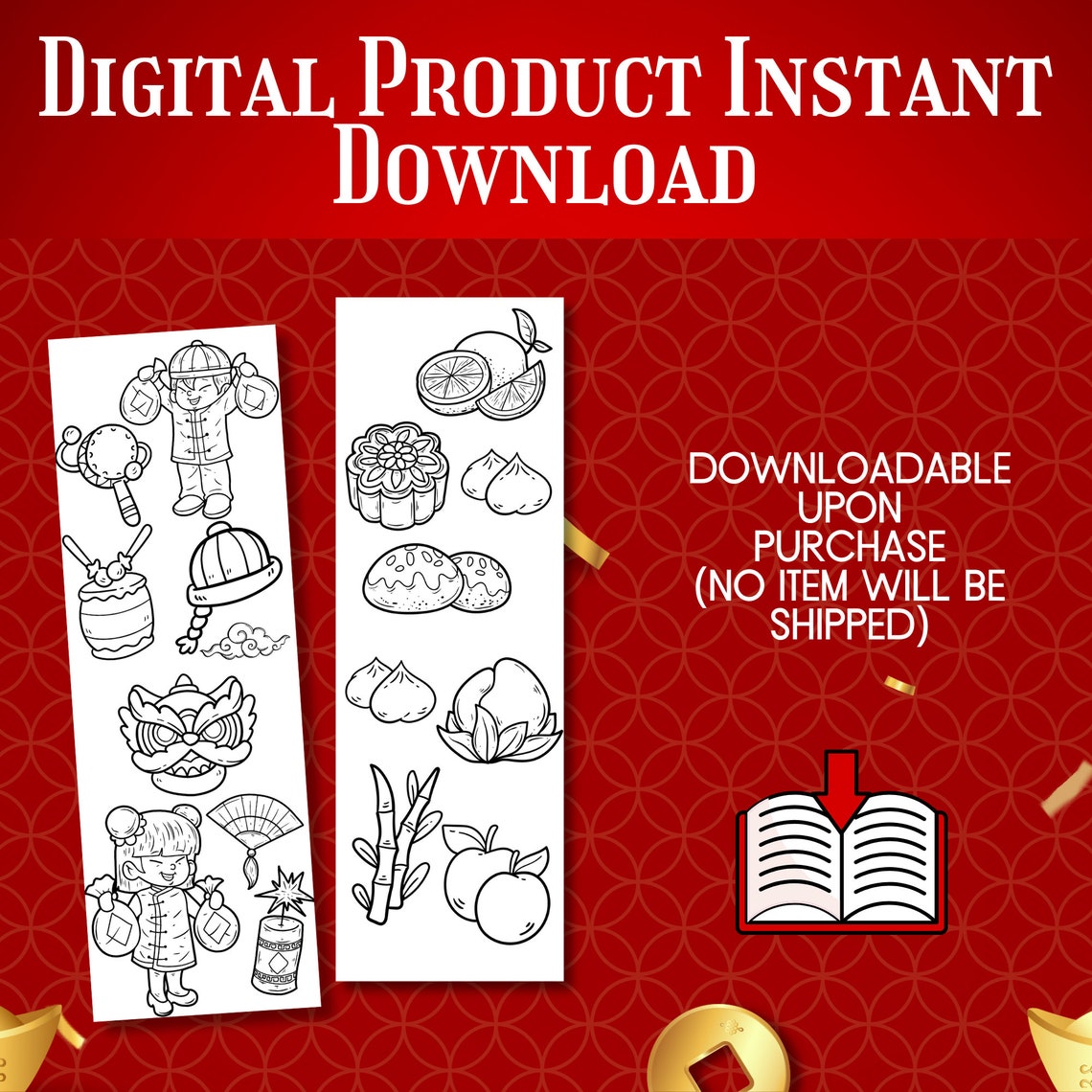 Printable Chinese New Year Coloring Bookmarks for Kids Teacher Activity ...