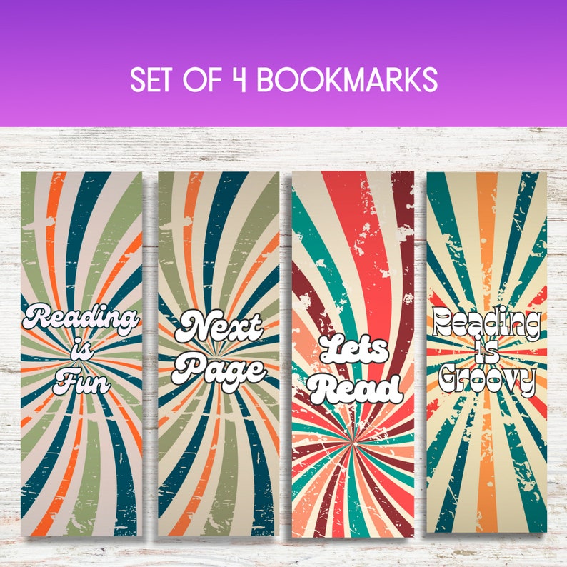 Printable Retro Bookmark Groovy Bookmark Vintage Bookmarks - Etsy