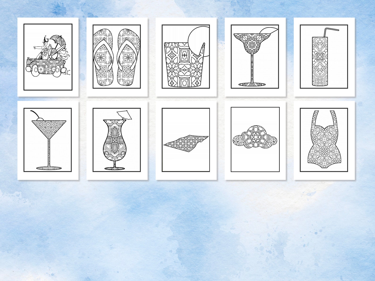 Printable Beach Mandala Coloring Pages 25 Bundle for Teens and Adults ...