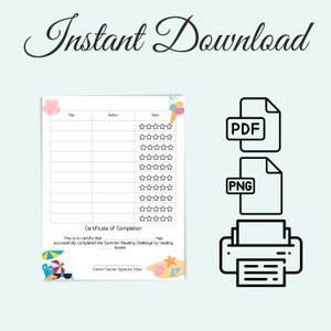 Summer Reading Challenge for Kids Fun Easy Tracker Log Primary Grades ...