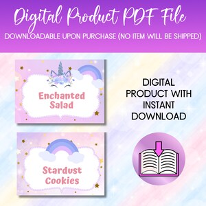 Editable Unicorn Food Label Card Template Buffet Card Template Unicorn ...