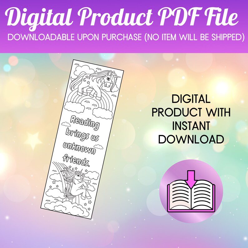 Unicorn Coloring Bookmarks Printable Unicorn Coloring - Etsy