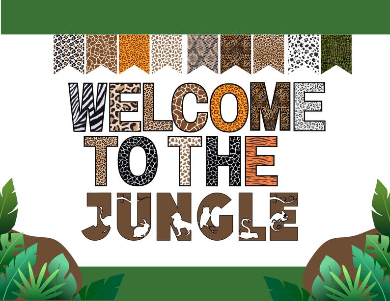 Bulletin Board Welcome Back to School Jungle Safari Theme Create Your ...