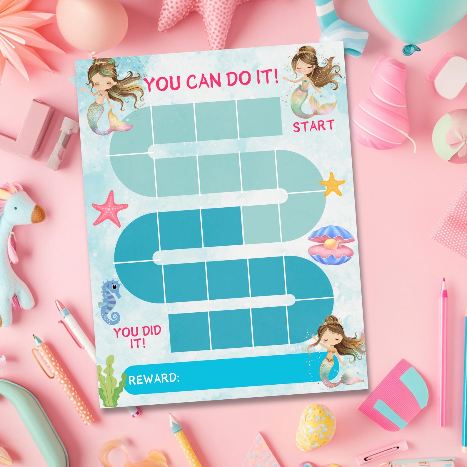 Mermaid Reward Chart for Kids Printable Mermaid Behavior Chart Daily ...
