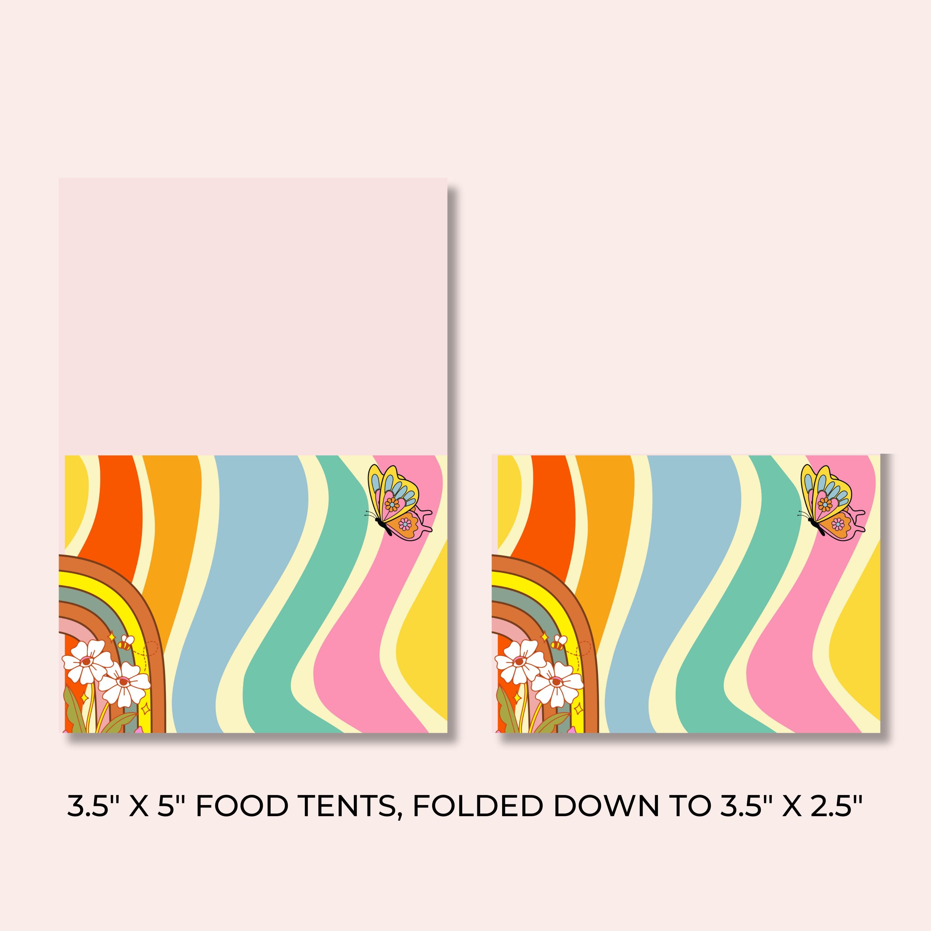 Editable Retro 70s Party Food Label Groovy Blank Food Tent Card Labels ...