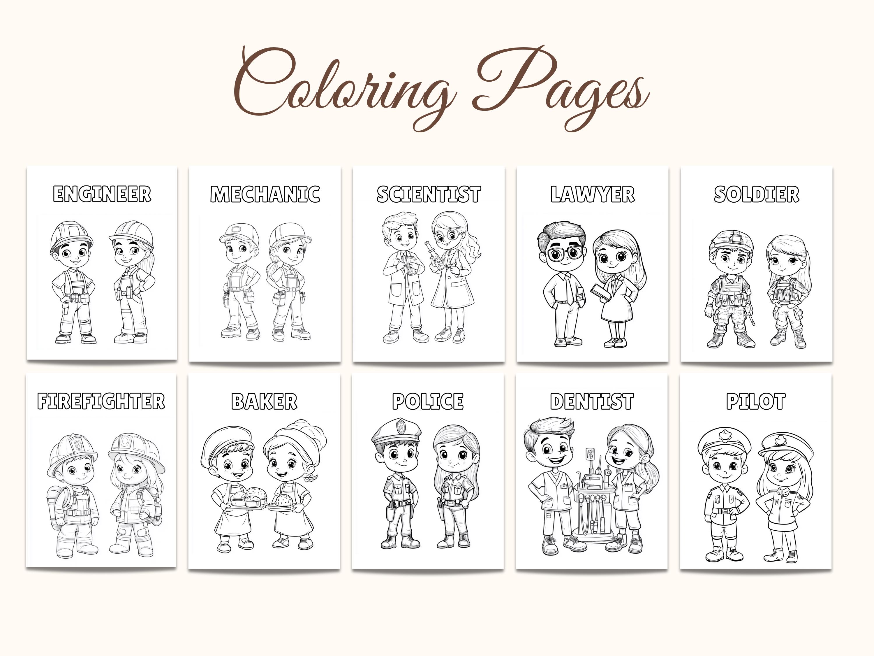 Career Coloring Pages for Kids Printable Career Coloring Sheet Job ...