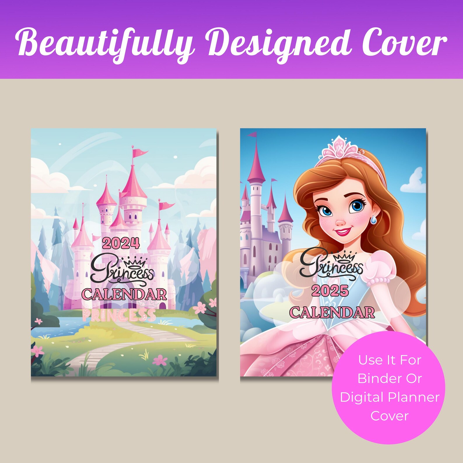 Printable 2024- 2025 Princess Calendar Kids Monthly Planner Unique ...