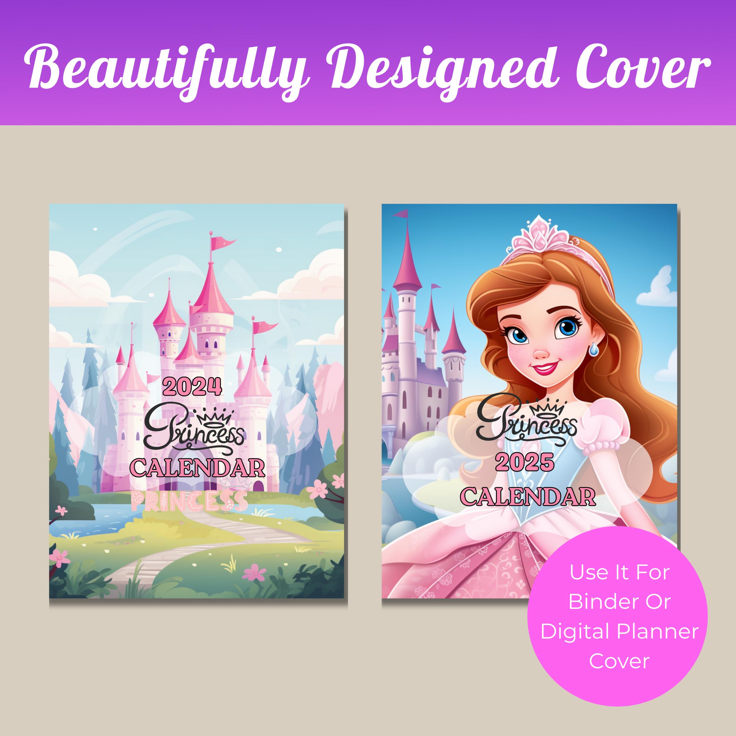 Printable 2024- 2025 Princess Calendar Kids Monthly Planner Unique ...