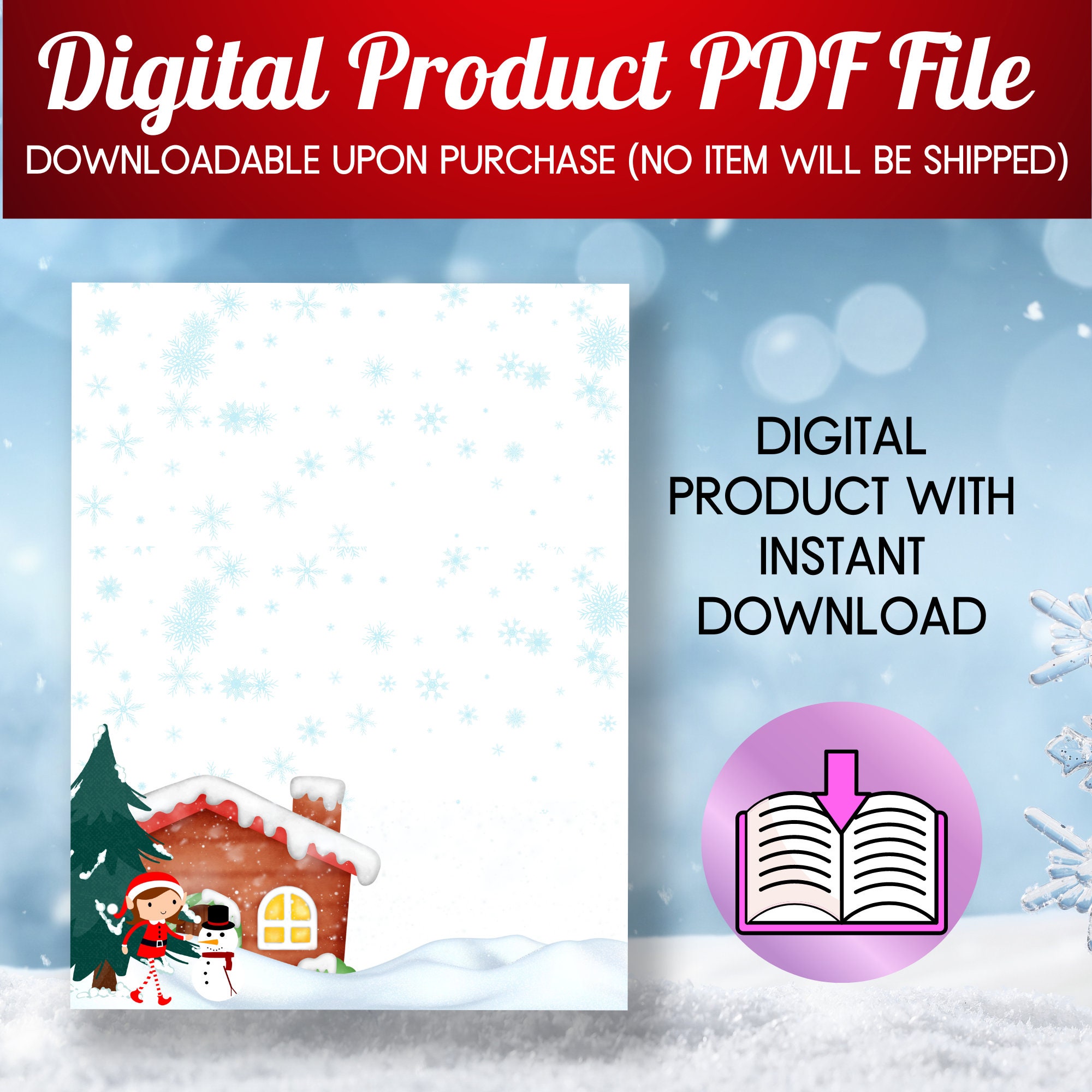 Winter Christmas Stationery Printable Holiday Stationery Christmas ...