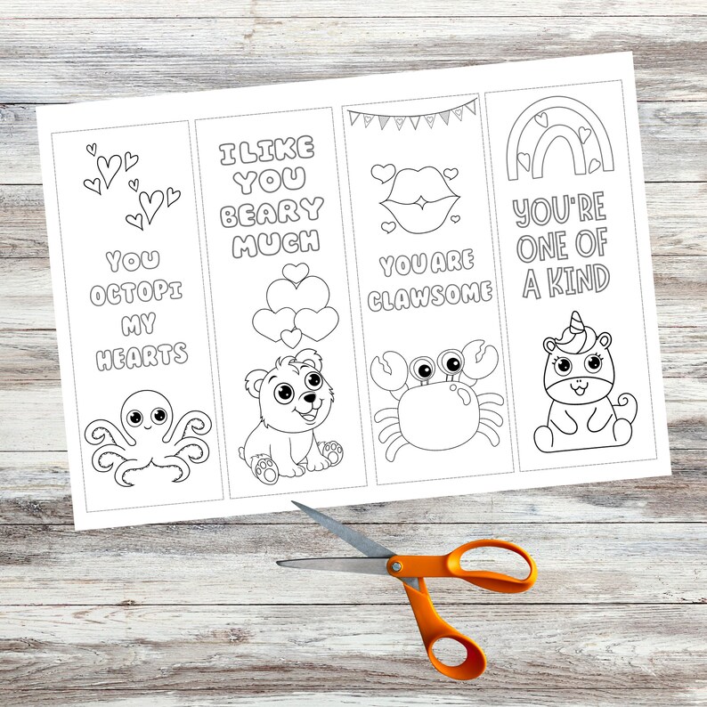 Valentines Puns Cards Valentines Coloring Bookmarks Cute Animal ...