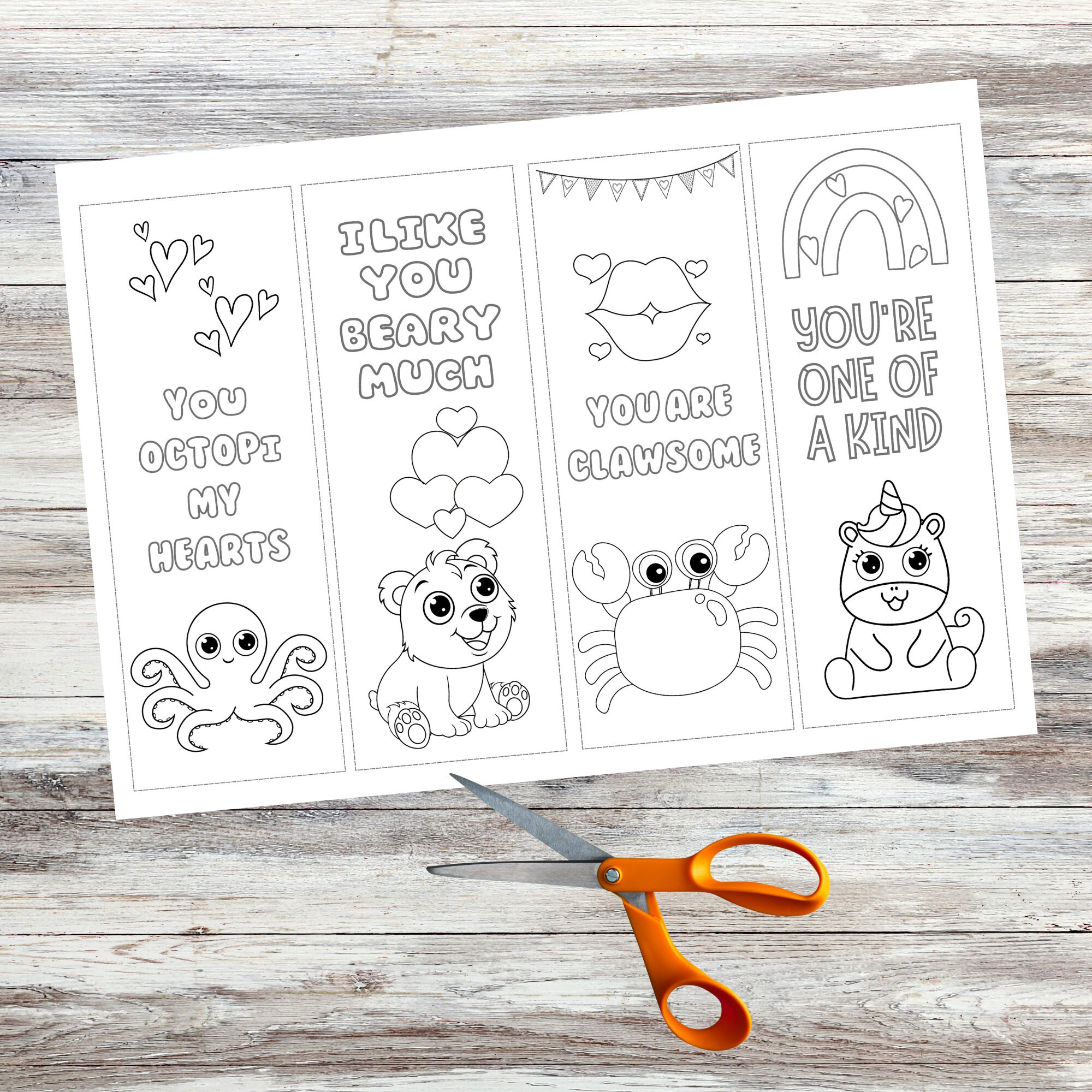 Valentines Puns Cards Valentines Coloring Bookmarks Cute Animal ...