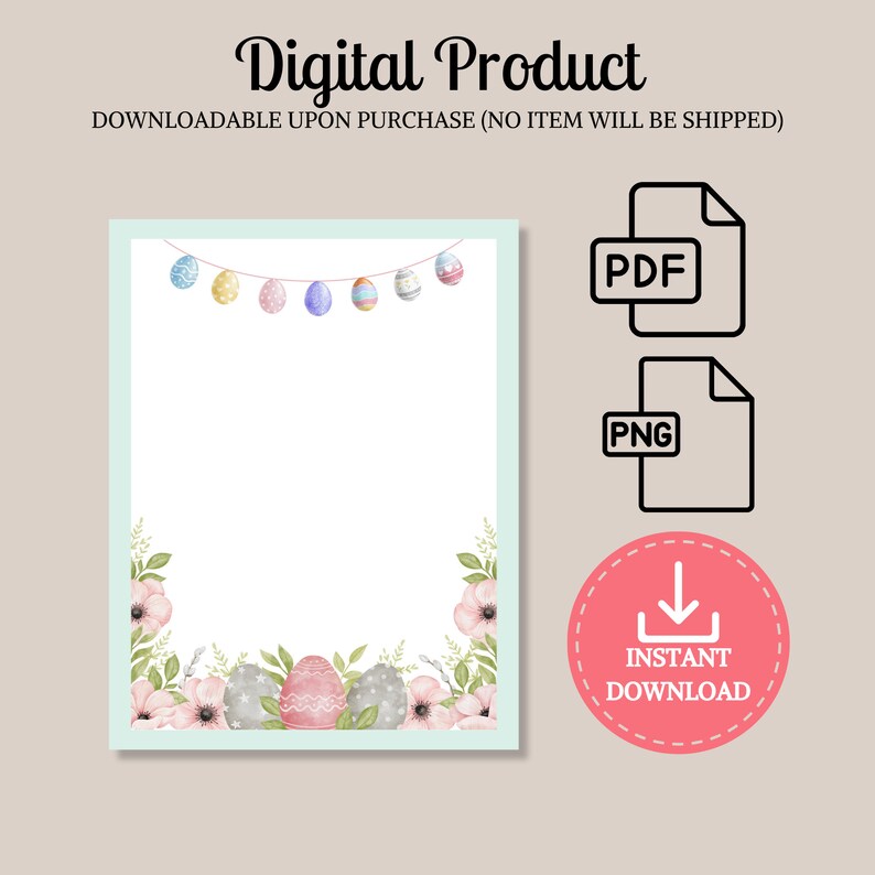Easter Printable Stationery Easter Bunny Writing Paper Easter Paper ...