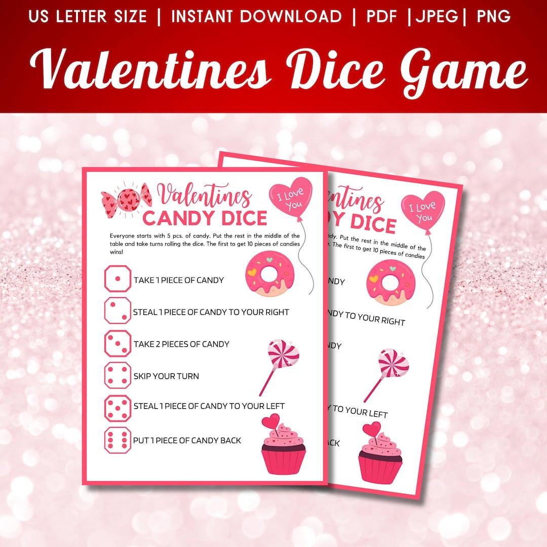 Valentines Day Party Games for Kids Candy Dice Game Valentines School ...
