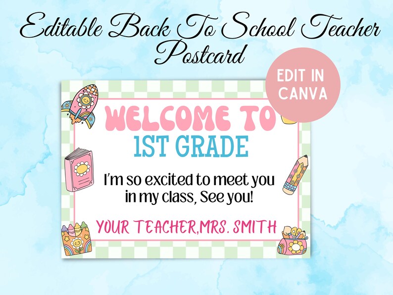 Editable Teacher Welcome Back to School for Students Pink Theme 1st ...