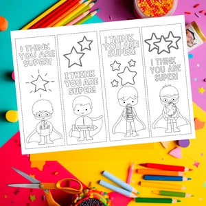 Superhero Party Favors Favor Tags Superhero Coloring Bookmarks for Kids ...