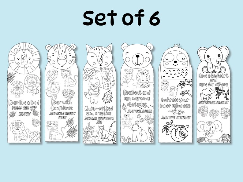Coloring Bookmarks Kids Coloring Animals Printable Class School ...