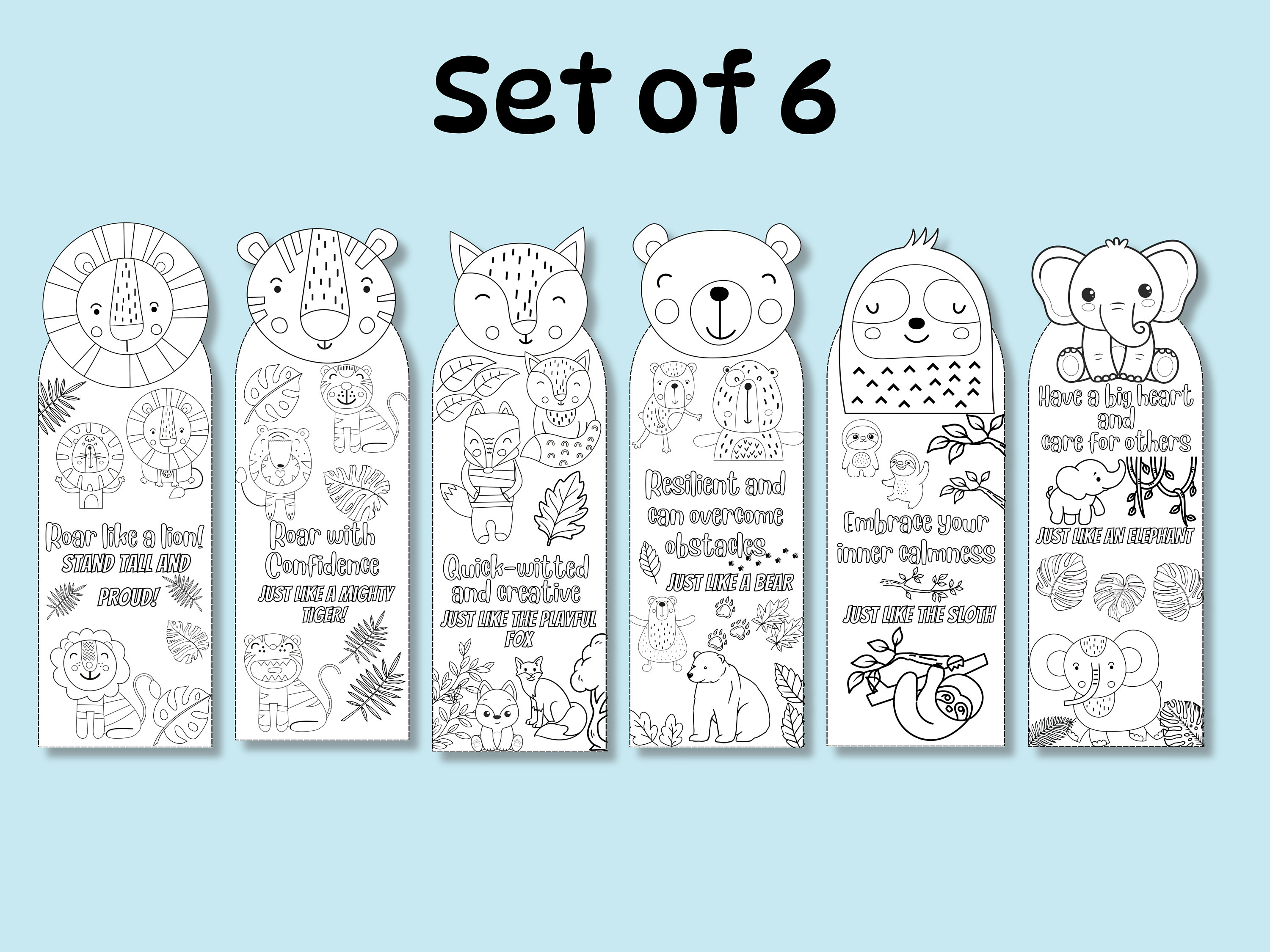Coloring Bookmarks Kids Coloring Animals Printable Class School ...