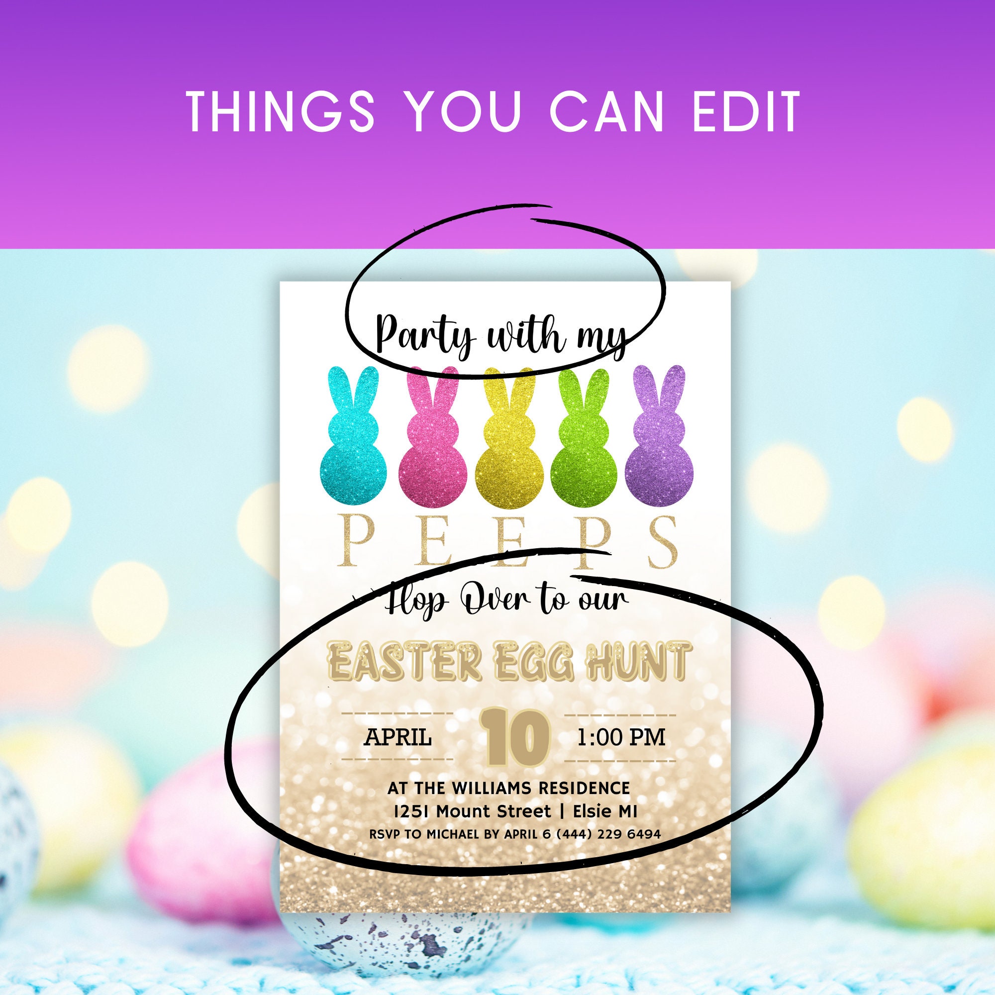 Customizable Easter Egg Hunt Invitation Editable Easter Invitation ...