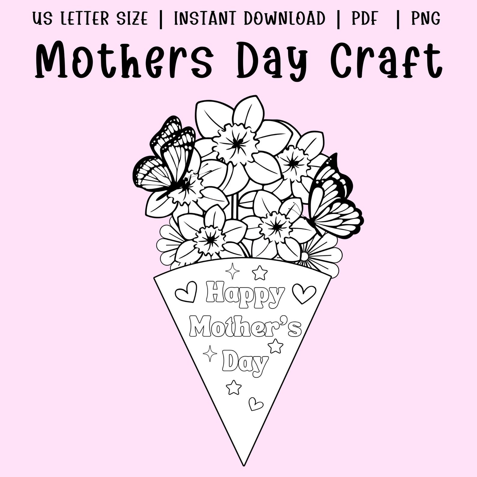 Mothers Day Printable Cut and Color Flowers Mothers Day Bouquet ...